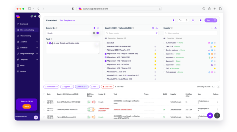 SMS Testing Tool | Test Your Routes with TelQ